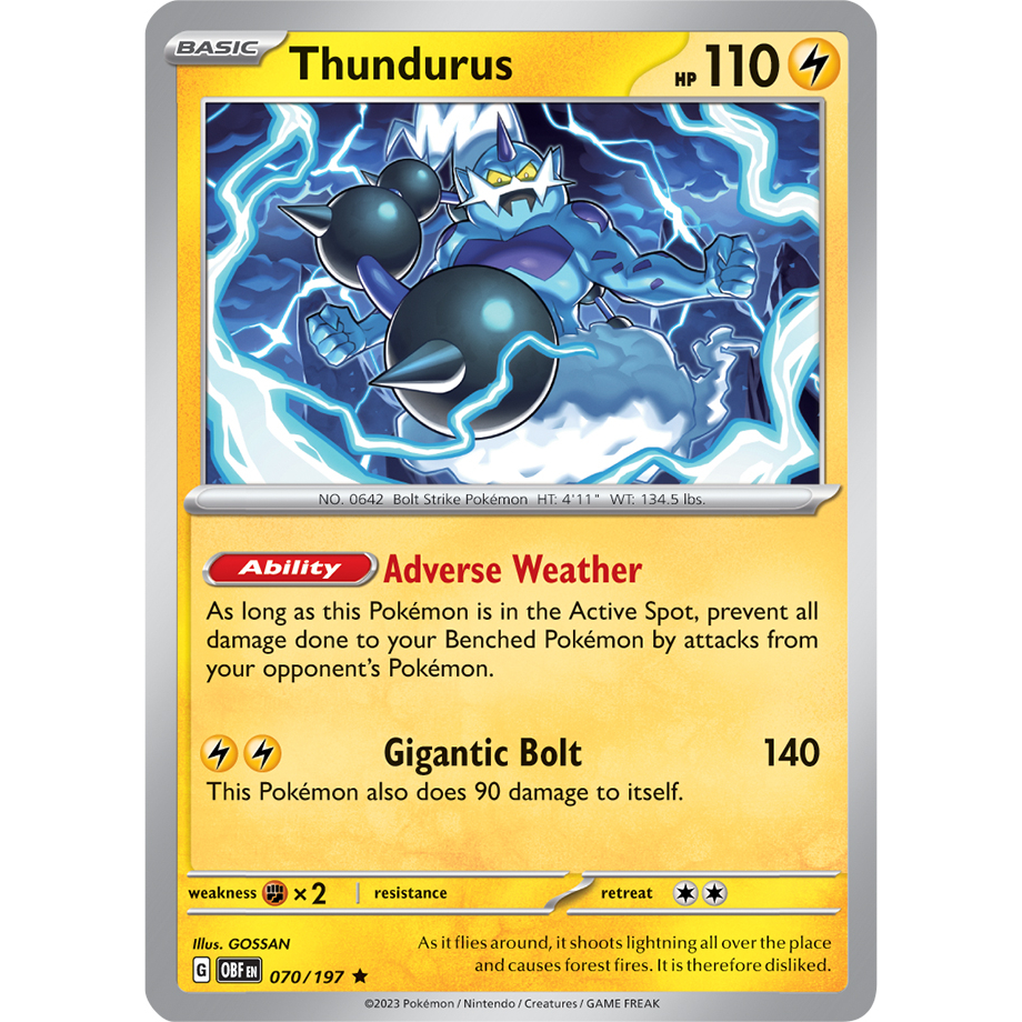 Thundurus Rare Obsidian Flames Pokemon TCG Trading Card Game | Shopee ...
