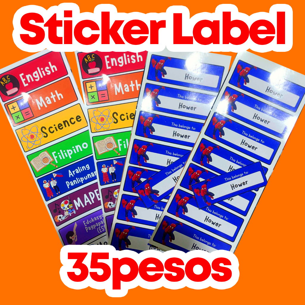 Customize Sticker Name Label for School Kids teacher Subject for books ...
