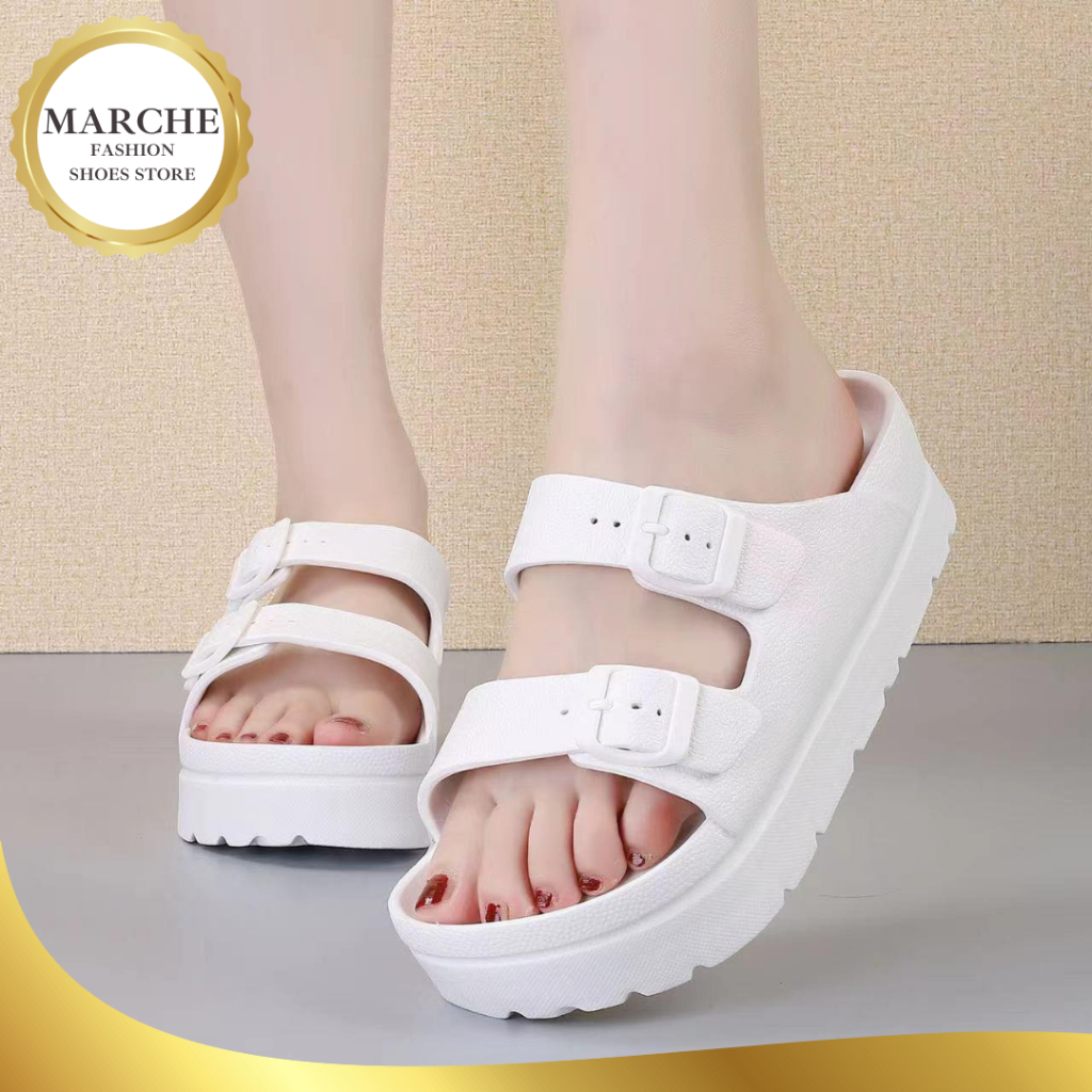 Marche Korean Two Strap High Heels Slippers For Women | Shopee Philippines