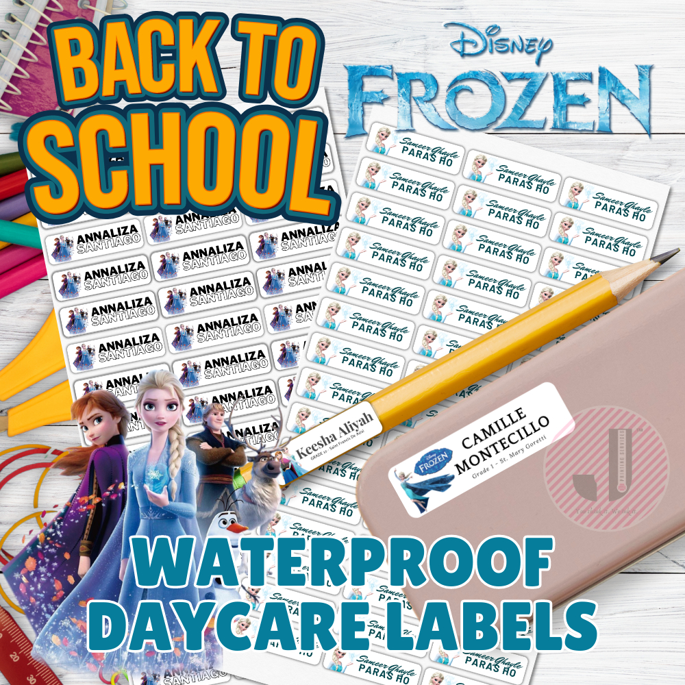 DISNEY FROZEN ELSA Waterproof Daycare Labels, Preschool Labels, Name ...