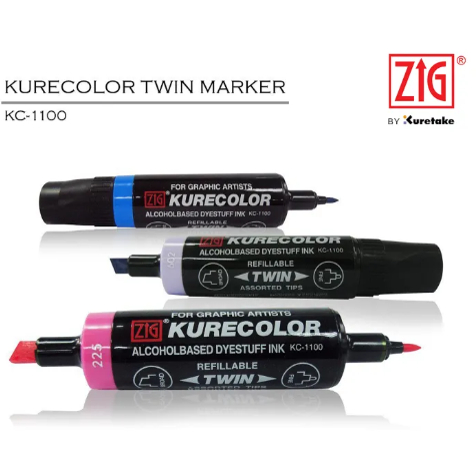 ZIG Kurecolor KC1100 Individual Color - Quality Refillable Twin Graphic ...