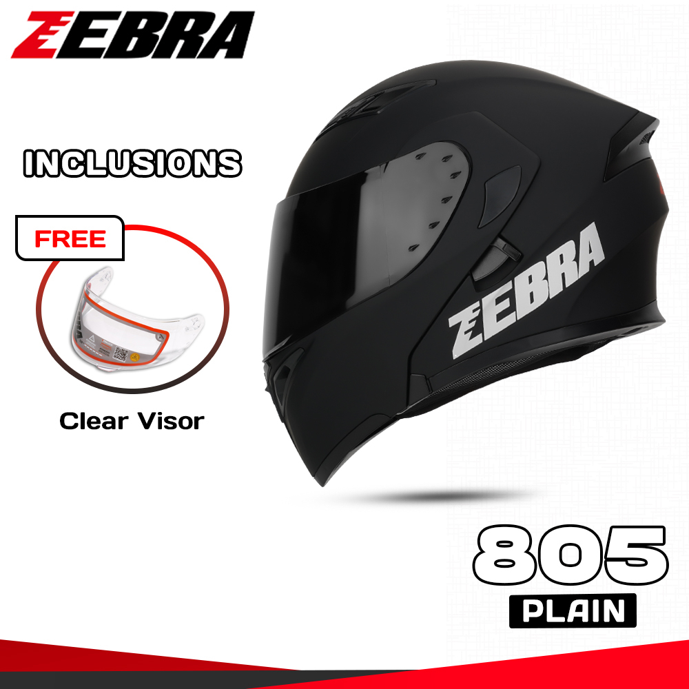 ZEBRA FF805 Plain Motorcycle Open Face Modular Helmet Dual Visor ...