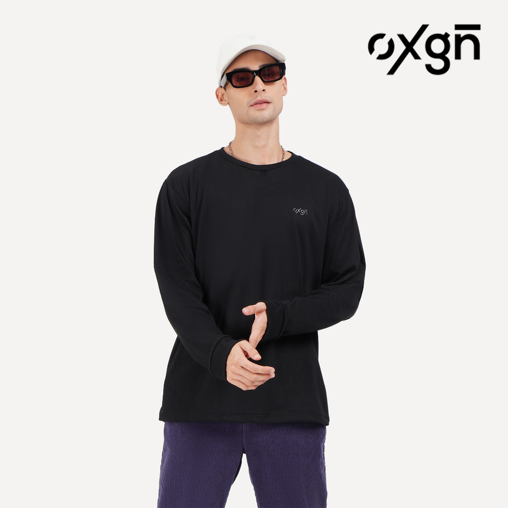 OXGN Logo Long Sleeve T-Shirt For Men (Black) | Shopee Philippines