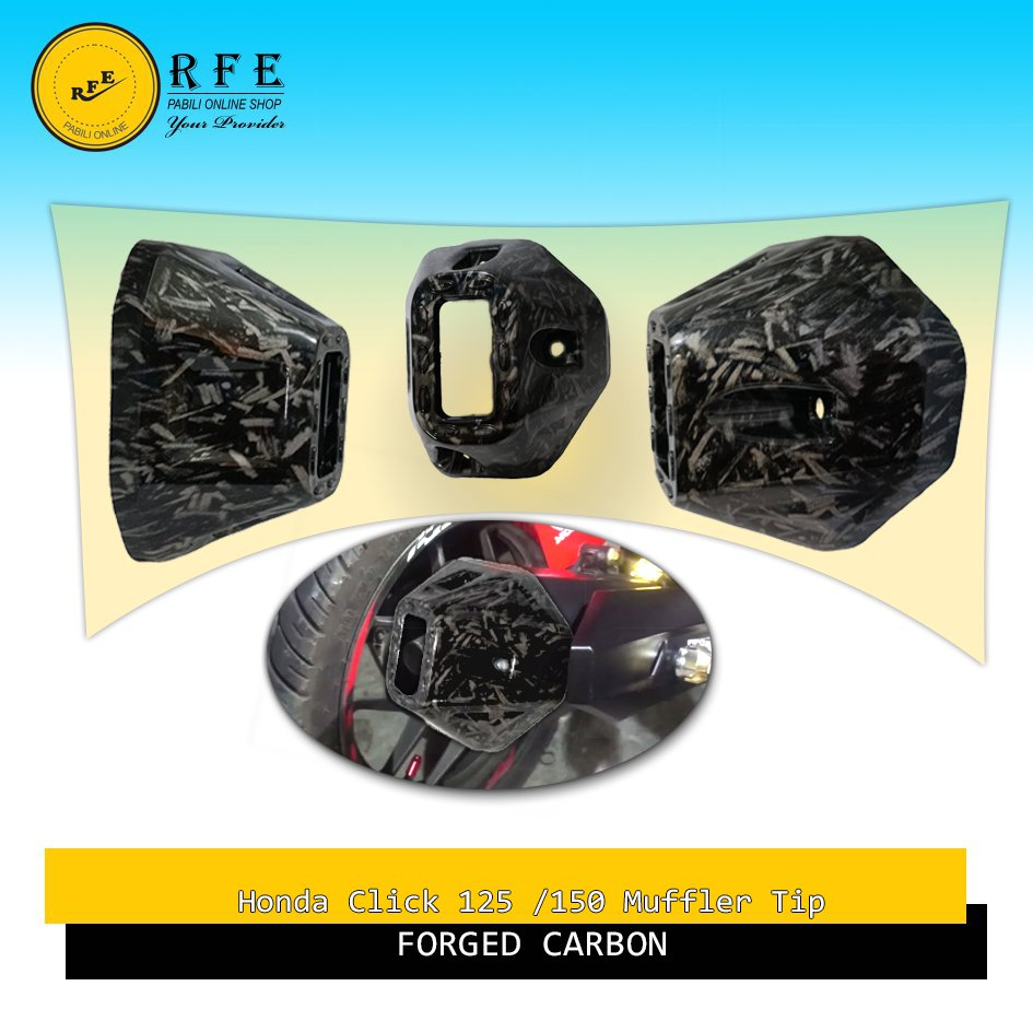 Muffler Tip | Exhaust Tip Forged Carbon For Honda Click 125 | 150 V2 V3 ...