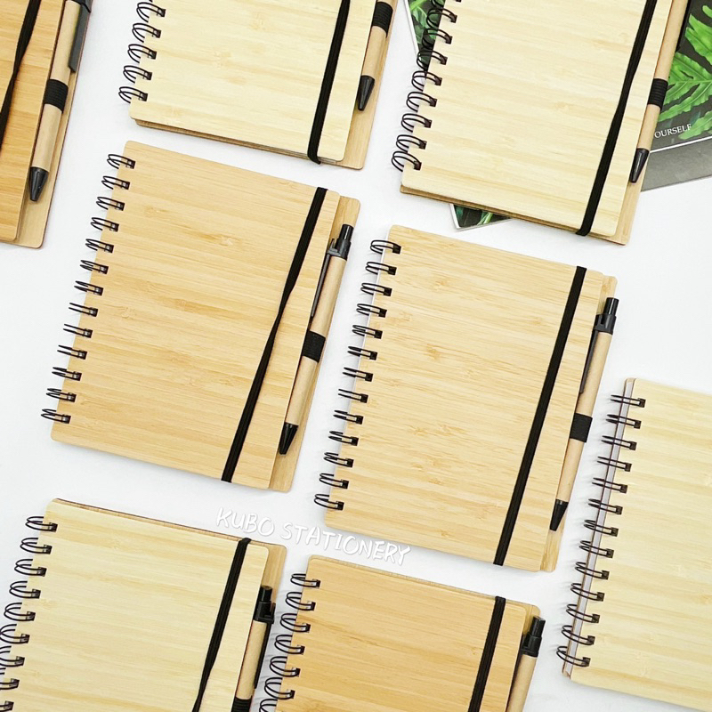 Bamboo Notebook with Pen and String Notebook 140pages (70 Sheets) W03 ...