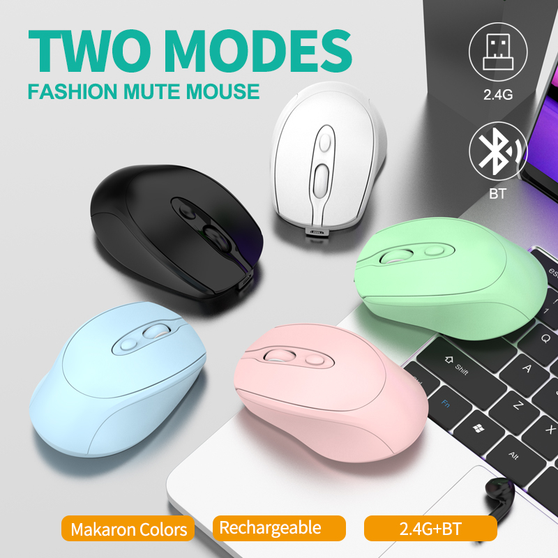 Rechargeable Wireless Dual Mode 2.4G/Bluetooth Mouse Mute Optical ...