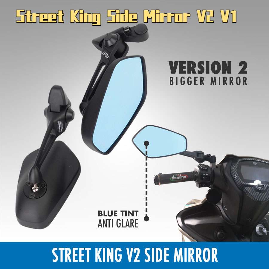 STREET KING CLEAR LENS UNIVERSAL SIDE MIRROR FULL ADJUSTABLE SIDE ...