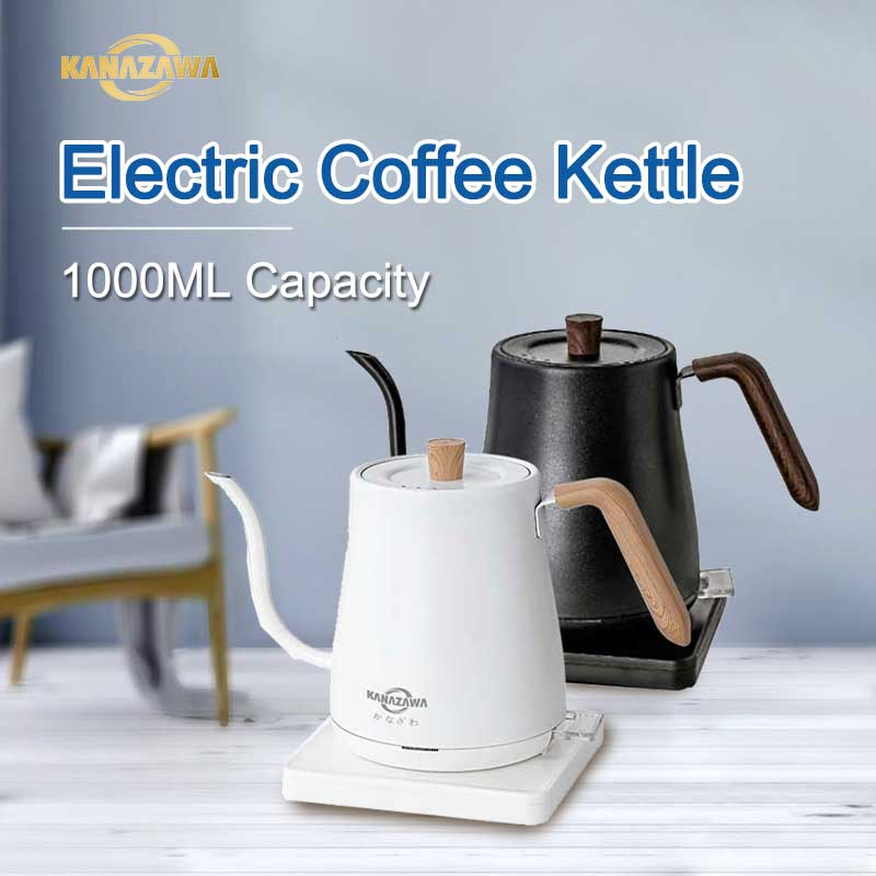 KANAZAW Electric Coffee Kettle Stainless Steel Gooseneck Tea Kettle 1L ...