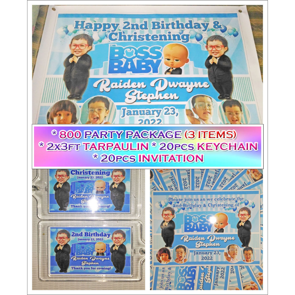 BOSS BABY FreeLayout Party Package (Keychain Souvenir,Invitation ...