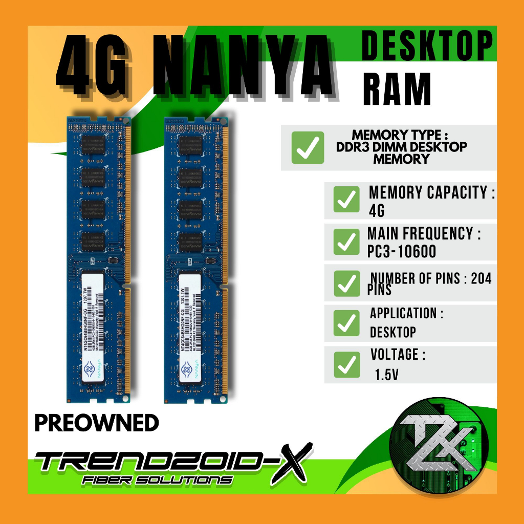 NANYA 4G RAM DDR3 10600MHZ/1333 MHZ | Trendzoid-X Fiber Solutions ...