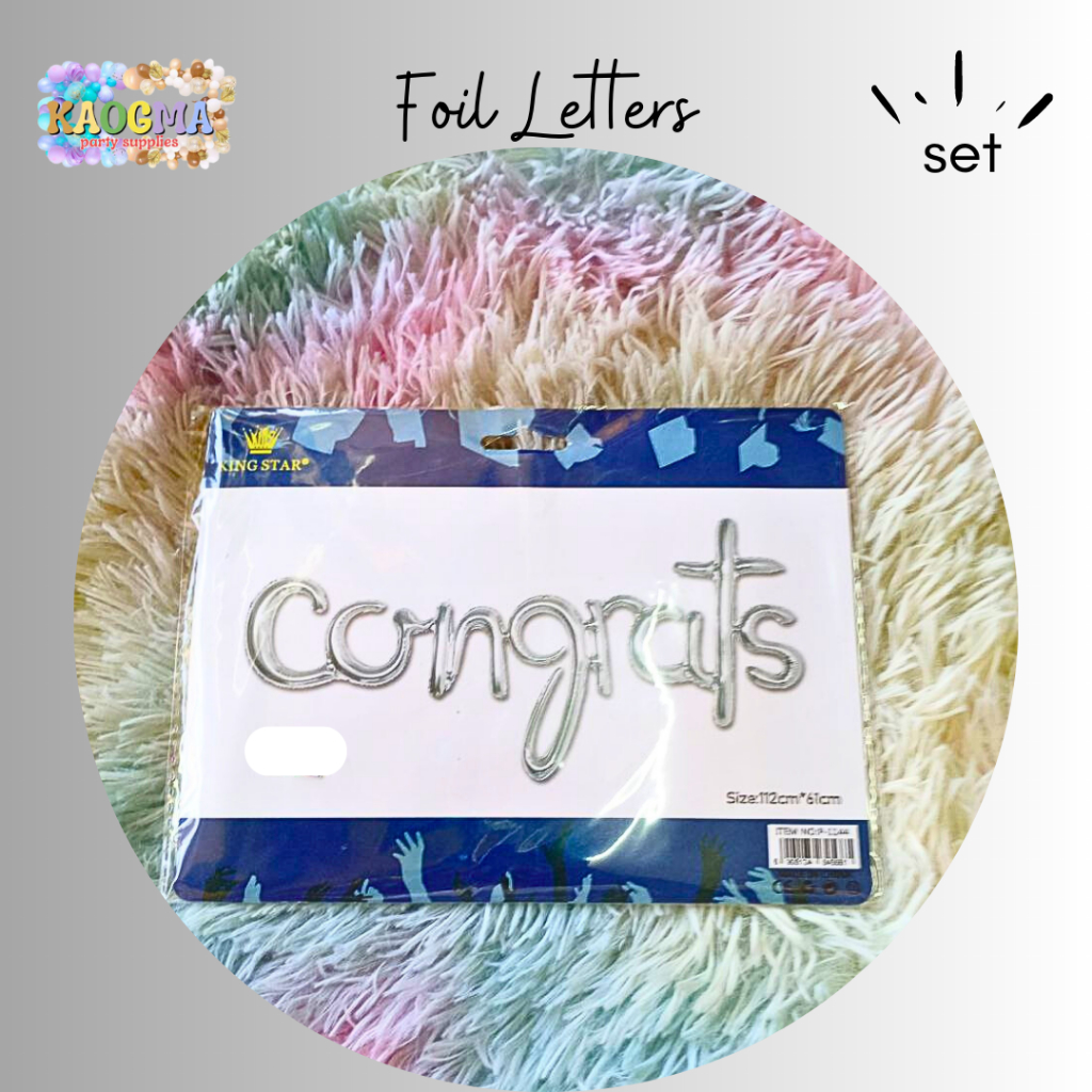 Congrats Cursive Foil Letters Silver 16 inches Set | Shopee Philippines