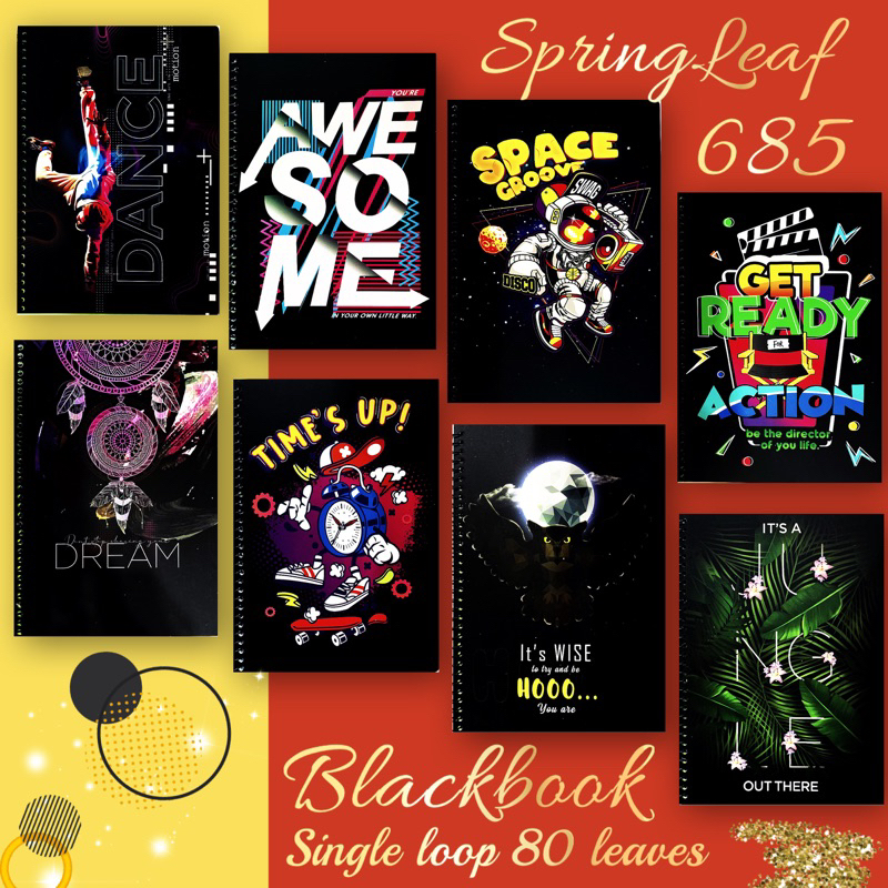 SpringLeaf Blackbook 685 Spiral Notebook single looped wire 80 leaves ...