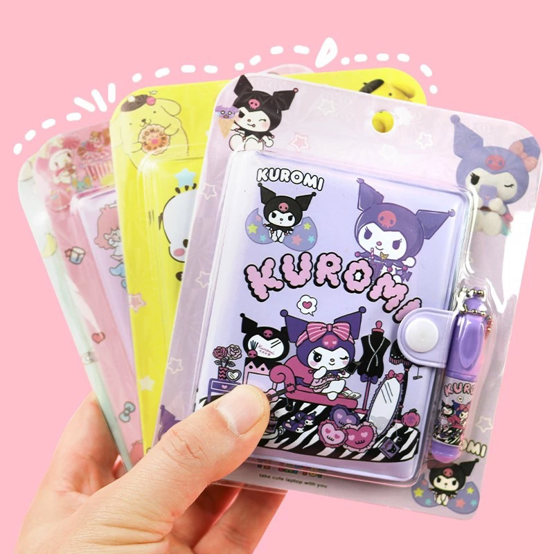 Sanrio soft leather notepad notebook with ballpoint pen small notebook ...