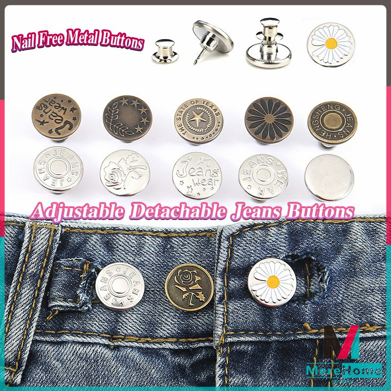 17mm Detachable Metal Waist Buttons with Flowers Patterns Metal Pants ...