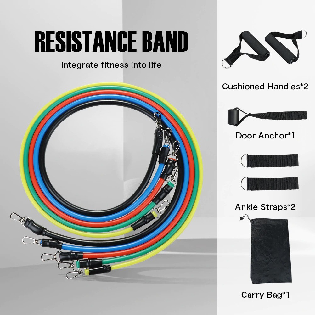 1Set 100 Pounds Tension Band Resistance Rope Body Workout Yoga Fitness ...