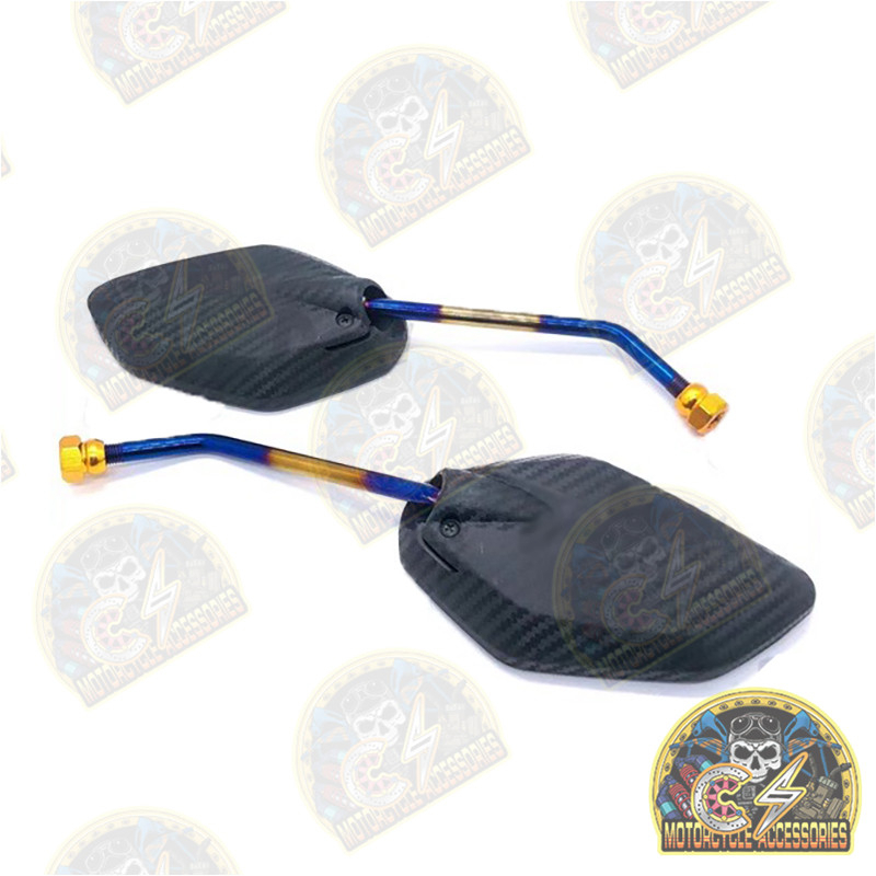CS Motorcycle Side Mirror Titanium 2tone Carbon Long Stem | Shopee ...