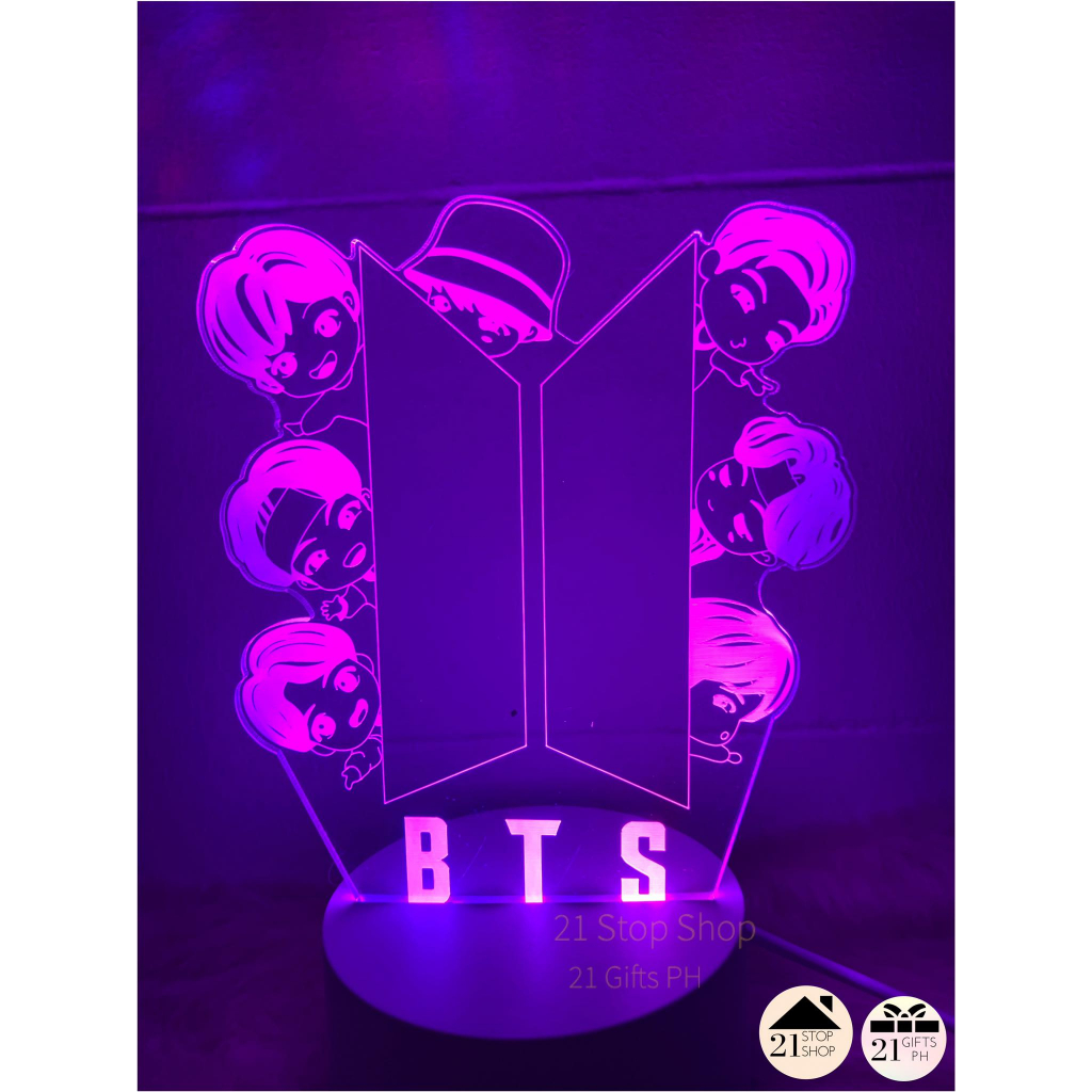 B T S KPOP Tinytan Acrylic LED Lamp Light Desk Table RM Suga JK ...