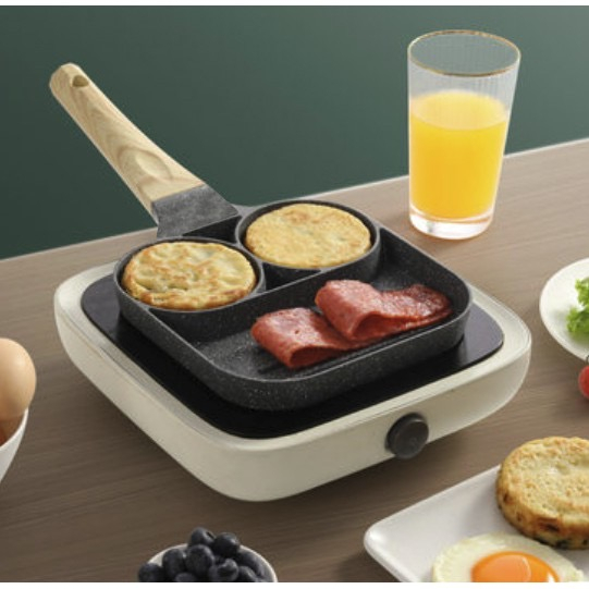 Three grid multifunctional breakfast frying pan fried egg steak non ...