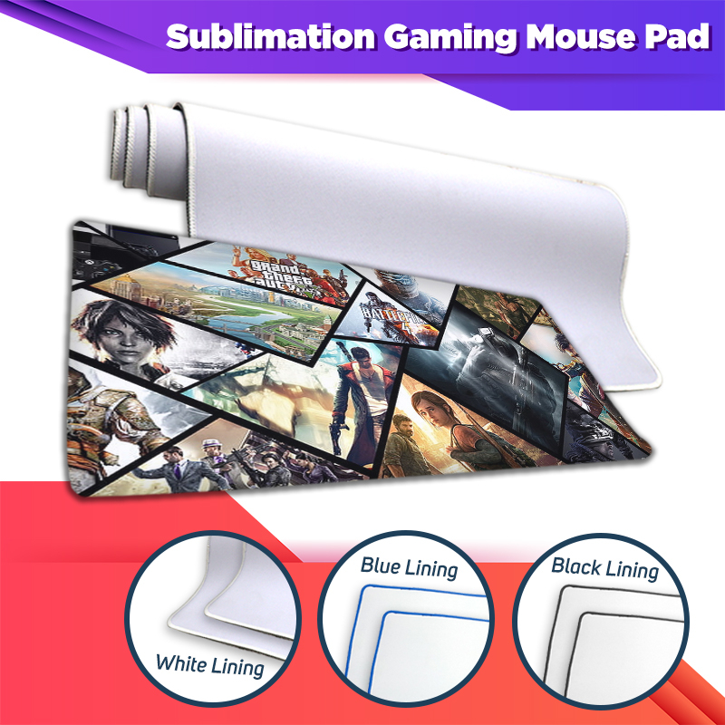 Full Sublimation Extended Gaming Mouse Pad 3mm Thick Full Color White ...