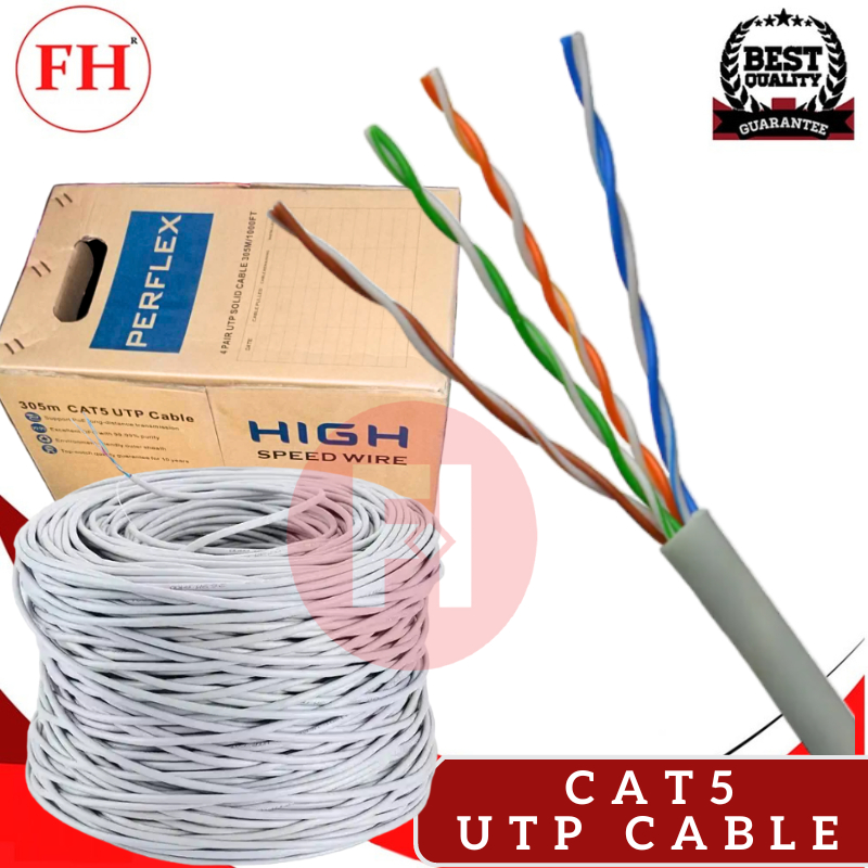 High-Quality Perflex Cat 5 UTP Indoor Ethernet Lan Cable 305 Meters 100% Pure Copper | Shopee ...