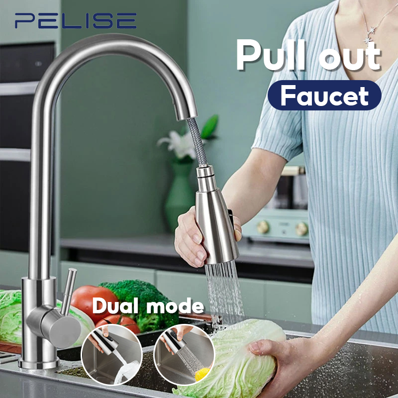 Pelise 304 Stainless Steel Kitchen Faucet Pull Out Faucet 360° Sprayer ...