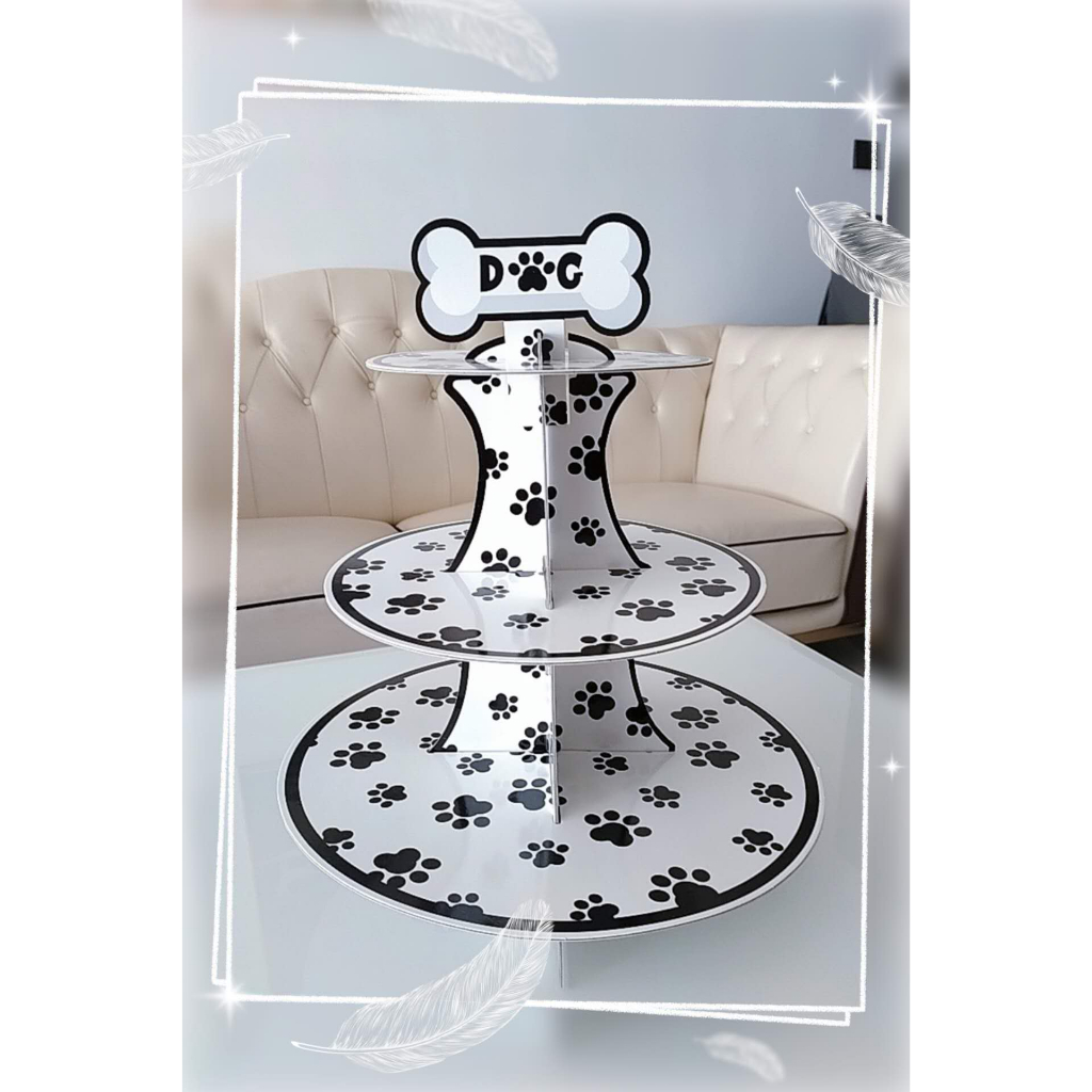Dog theme Bone Claw Three Layers Cupcake Stand rack happy birthday ...