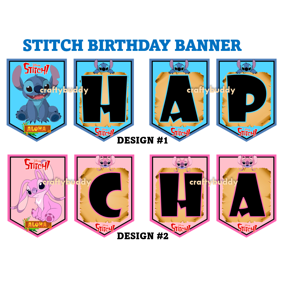 DISNEY STITCH buntings name birthday banner (SOLD PER FLAG/PIECE ...