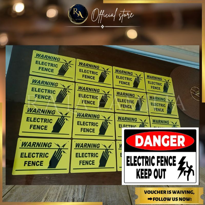 R.A WARNING ELECTRIC FENCE PVC SIGNAGE. HIGH QUALITY PRINT | Shopee ...