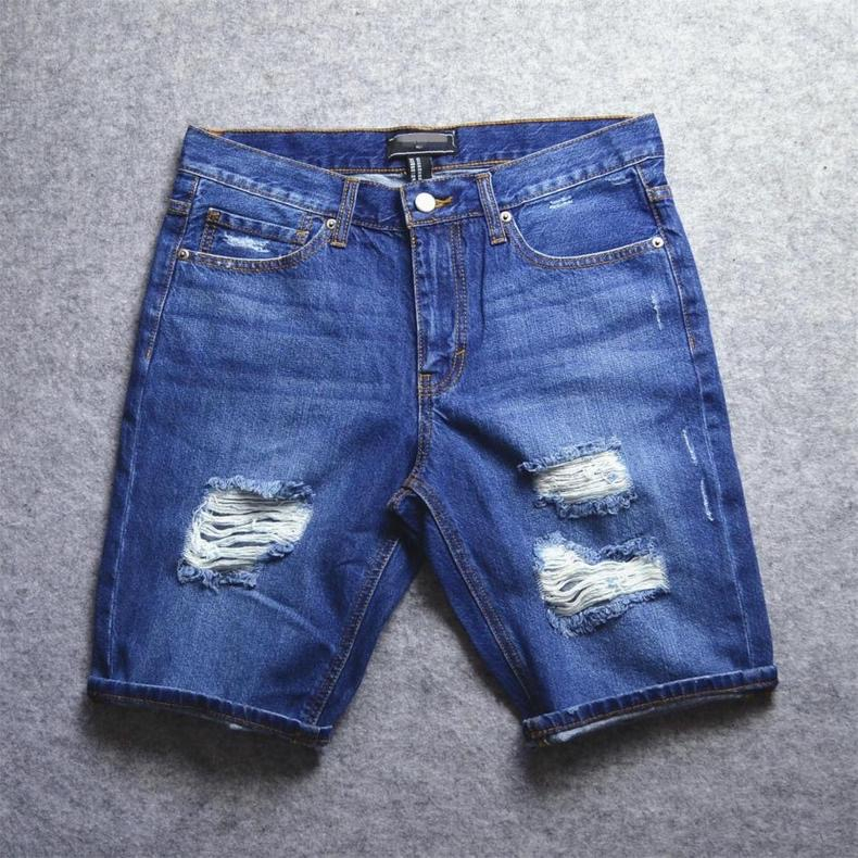 9903# Men's Maong shorts Denim short TATTERED blue high quality ...