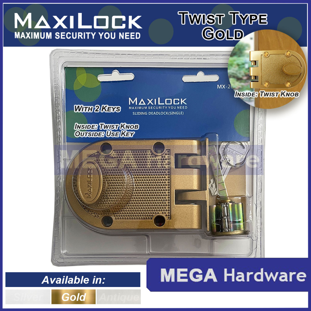 MAXILOCK Sliding Door Lock / Rim Lock - Single or Double (deadlock) FIREFLY HERKS | Shopee ...