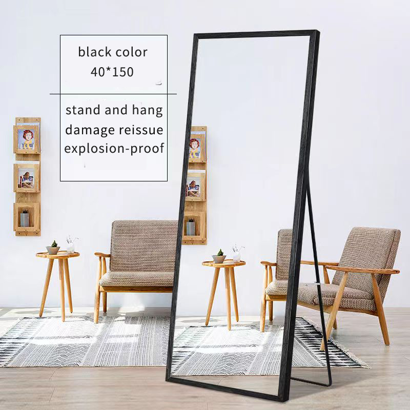 Wood Frame Full-Length Standing Mirror Bathroom Mirror Long Mirror Full ...