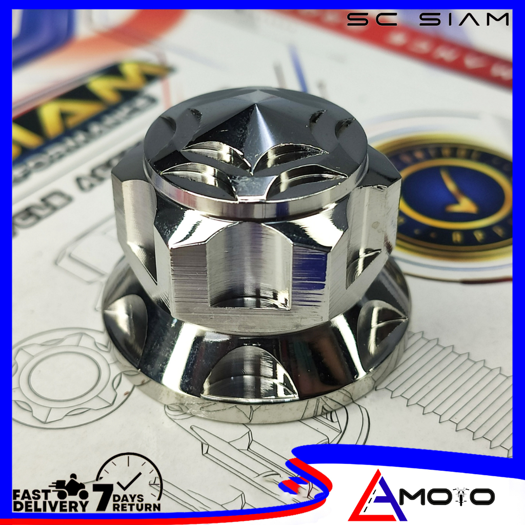 SC SIAM STAINLESS REAR NUT CNC MIO SPORTY / SOULTY / FINO / AEROX ...
