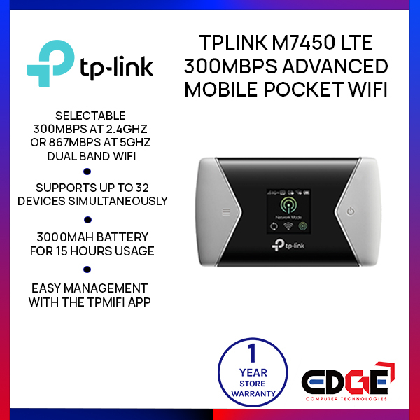 EDGE | TPLINK M7450 LTE 300Mbps Advanced Mobile Pocket WIFI | Shopee ...