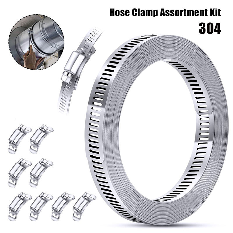 3 meters 304 Stainless Steel Hose Clamp Assortment Kit DIY with 8 ...