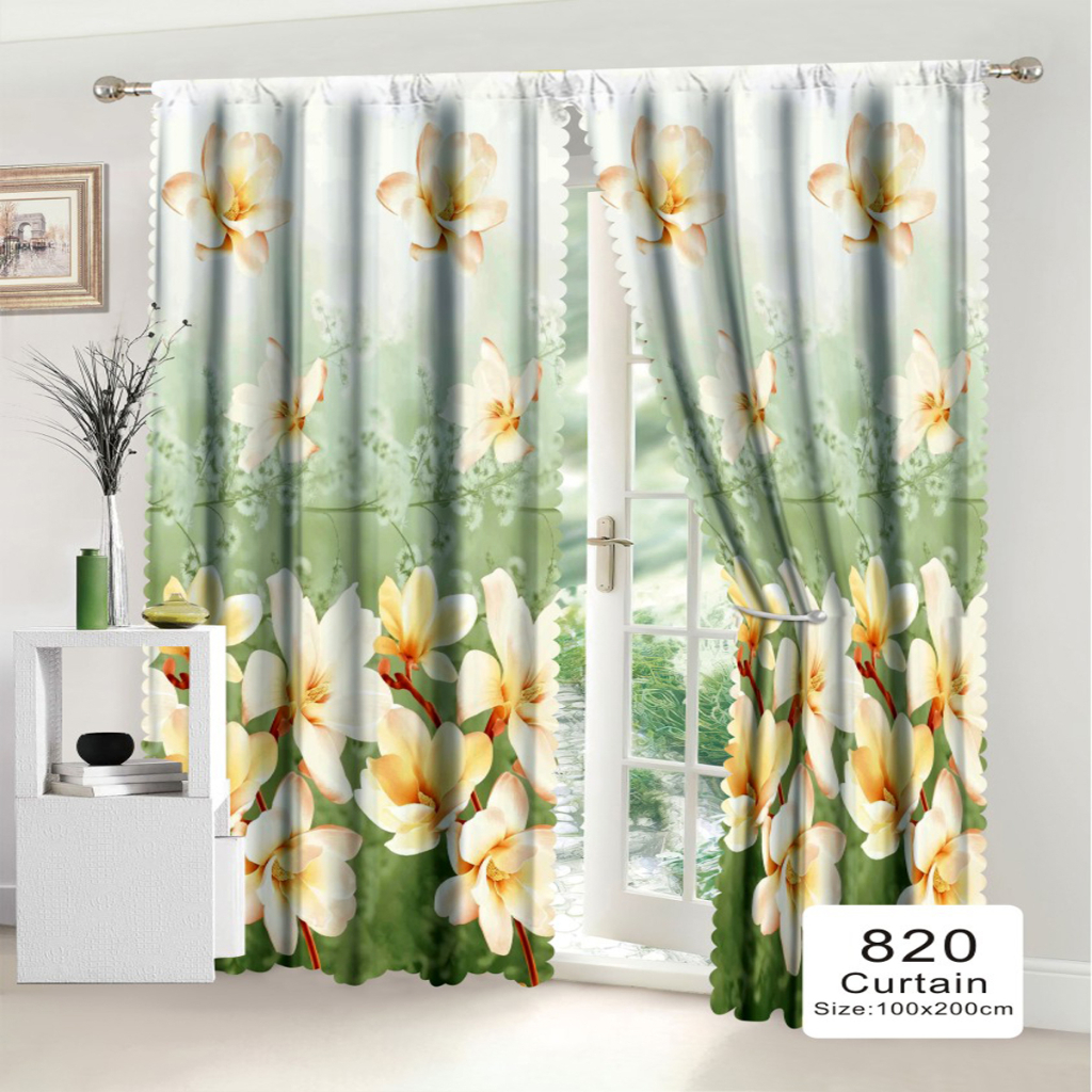 Curtain Kurtina Sa Bintana 100x210cm Windows Curtain Kurtina Door Green ...