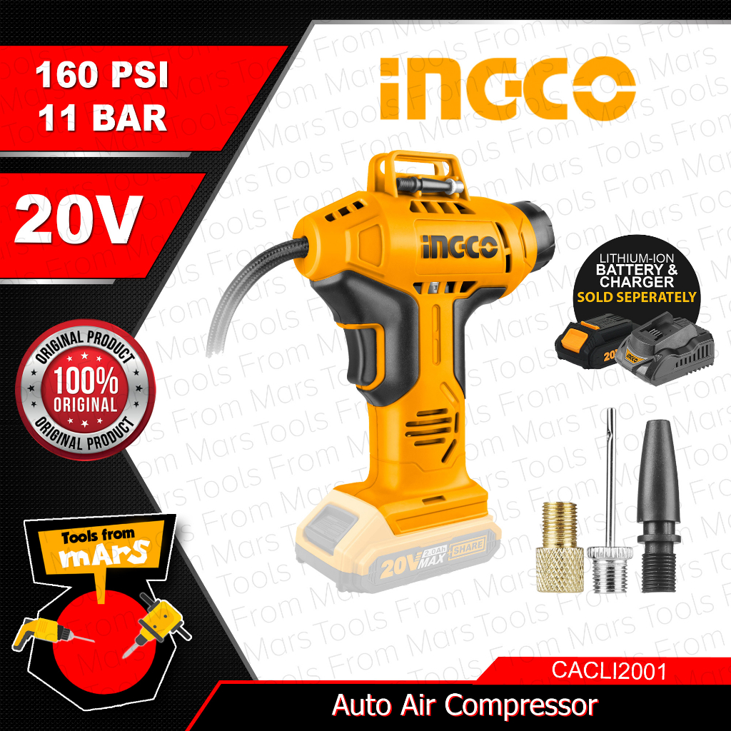INGCO Lithium-Ion Auto Air Compressor 20V POWERSHARE -TFM- ICPT ...