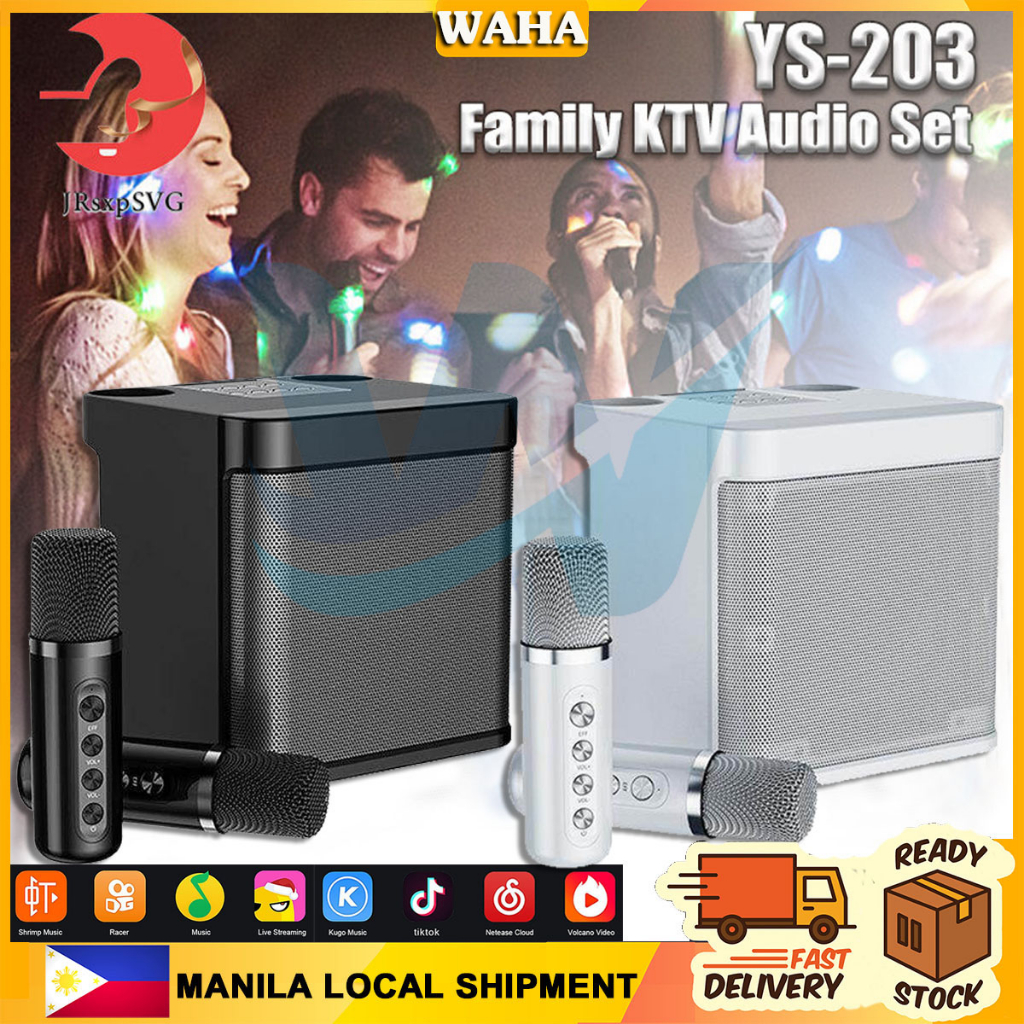 WAHA Wireless karaoke bluetooth 5.0 speaker with 2 microphones 3D Stereo Amplifier Big Sound ...