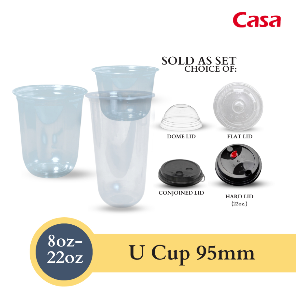 U Cup 95 MM Milktea Cup with Lids (100 pcs/ Bndl) Disposable Plastic ...