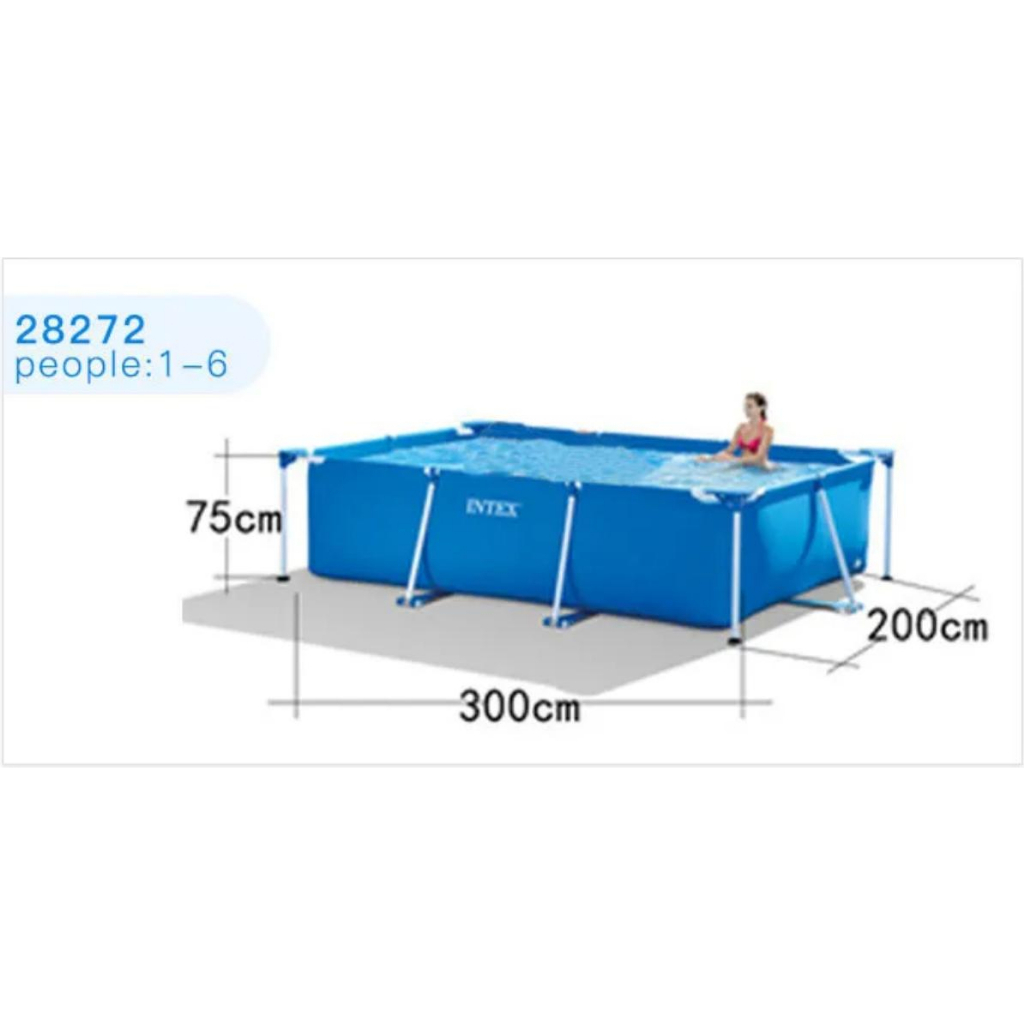 INTEX® 28272 Rectangular Frame Pool, Ages 6+ (3m x 2m x 75cm) | Shopee ...