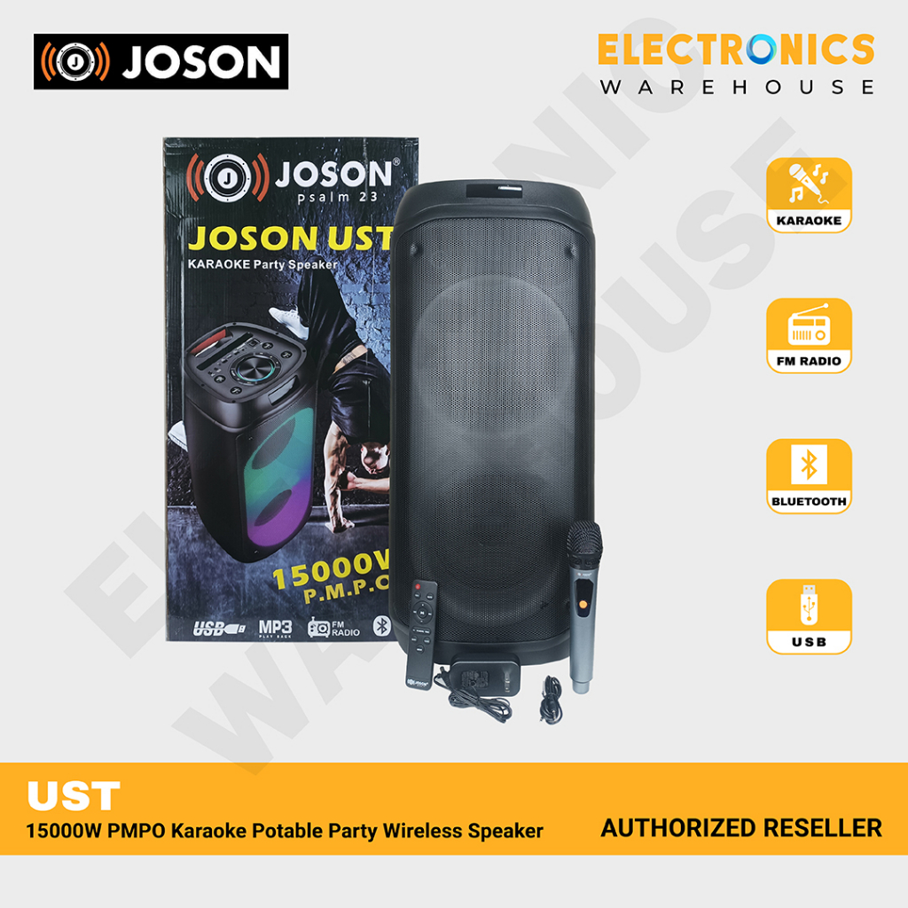 Joson UST 15000W PMPO Karaoke Portable Party Wireless Speaker | Shopee ...