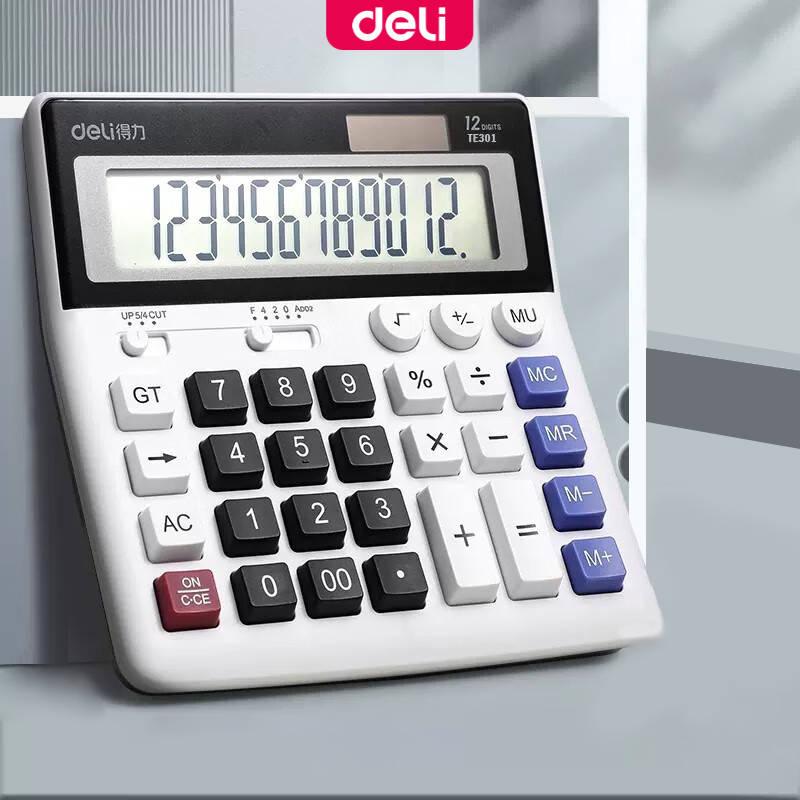 Deli 12-Digits Desktop Calculator Solar Calculator Office Supplies TE301 | Shopee Philippines