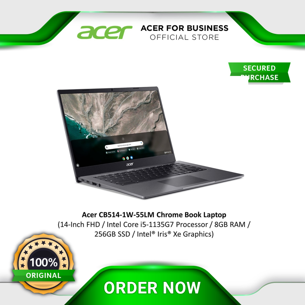 Acer Chromebook Laptop CB514-1W-55LM Intel i5 11th Gen 8GB + 256GB SSD Intel Iris Xe Graphics 14 ...