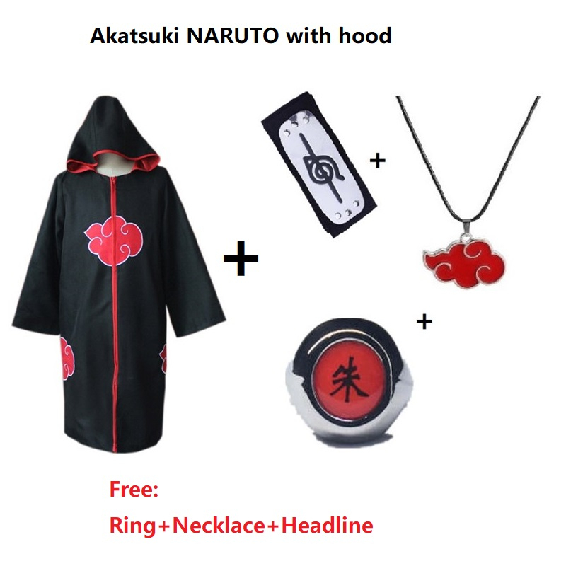 Naruto Cloak Costume with Headband and Ring Itachi Cosplay Costume Long ...