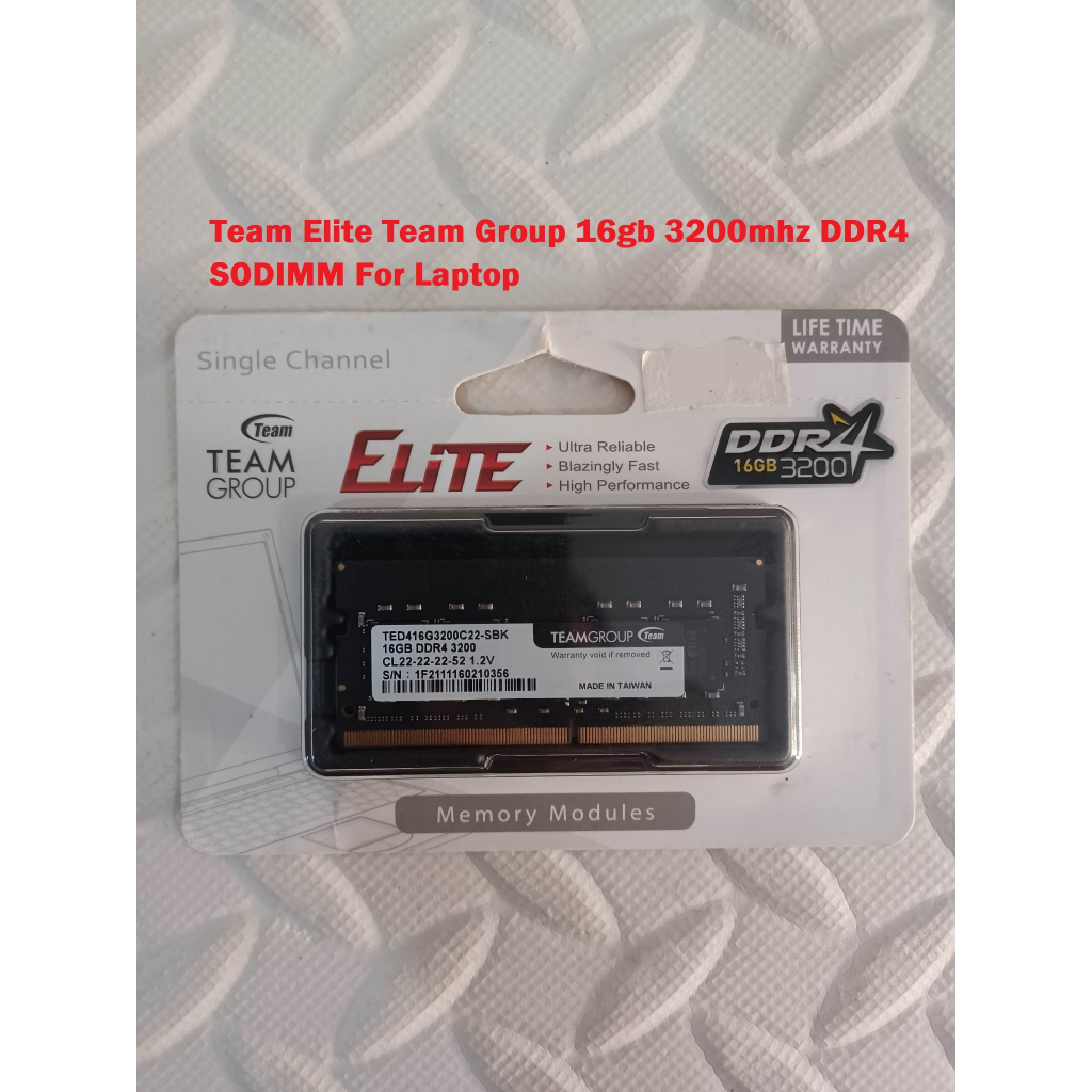 Team Elite Team Group 16gb 3200mhz DDR4 SODIMM For Laptop | Shopee ...
