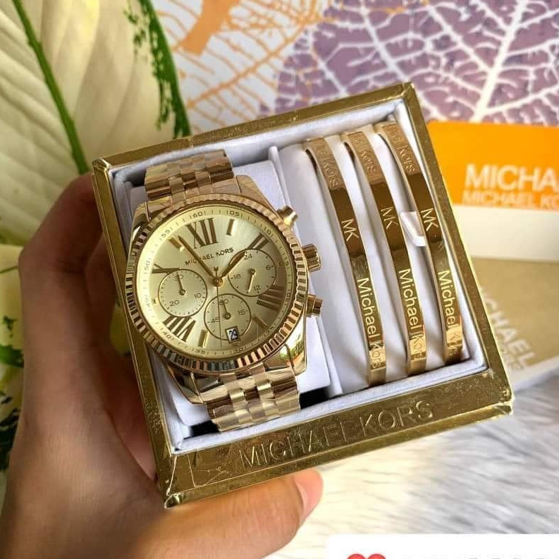 MK Watch Authentic Pawnable Lexington Set 3 Bangles Watch | Shopee ...