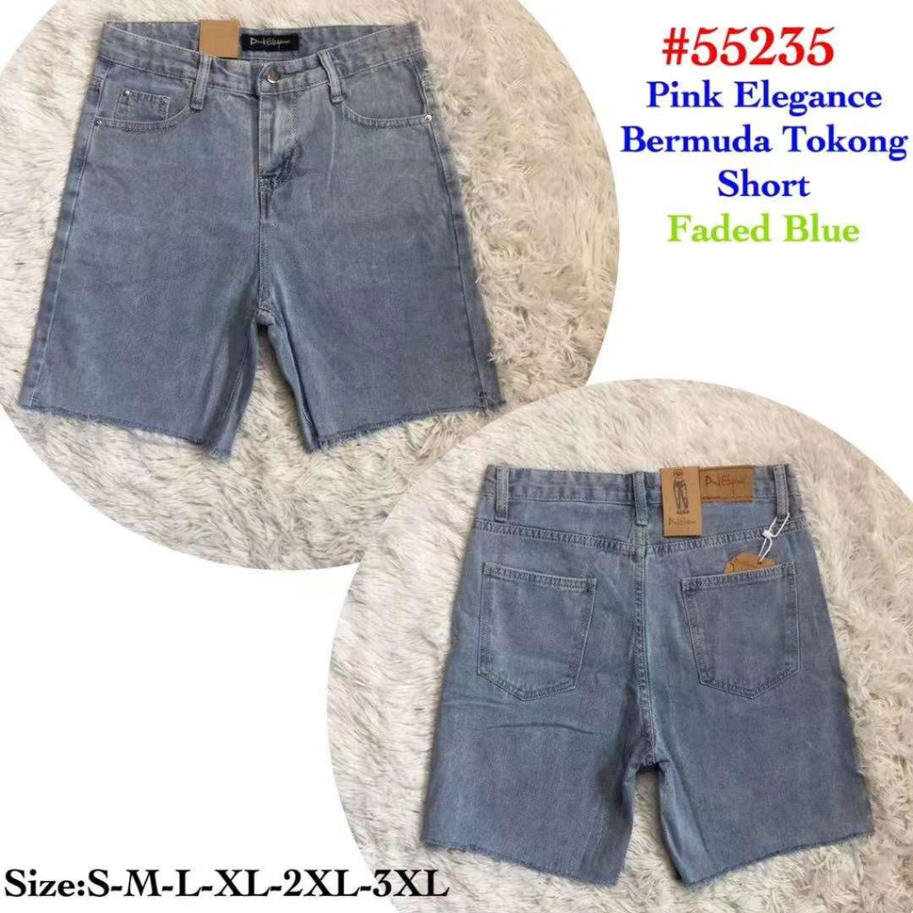 LADIES HIGH WAIST TATTERED BERMUDA TOKONG SHORT DENIM SHORT | Shopee ...