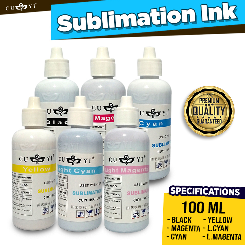 CUYI Sublimation Ink for Ep son Printer 100ml (C/M/Y/K/Lc/Lm) | Shopee ...