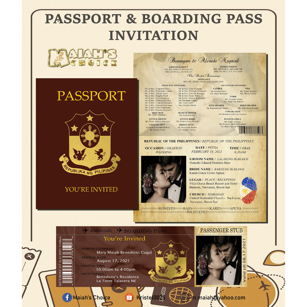 PASSPORT / PASSBOOK and Boarding Pass Invitation | Any theme | Birthday ...