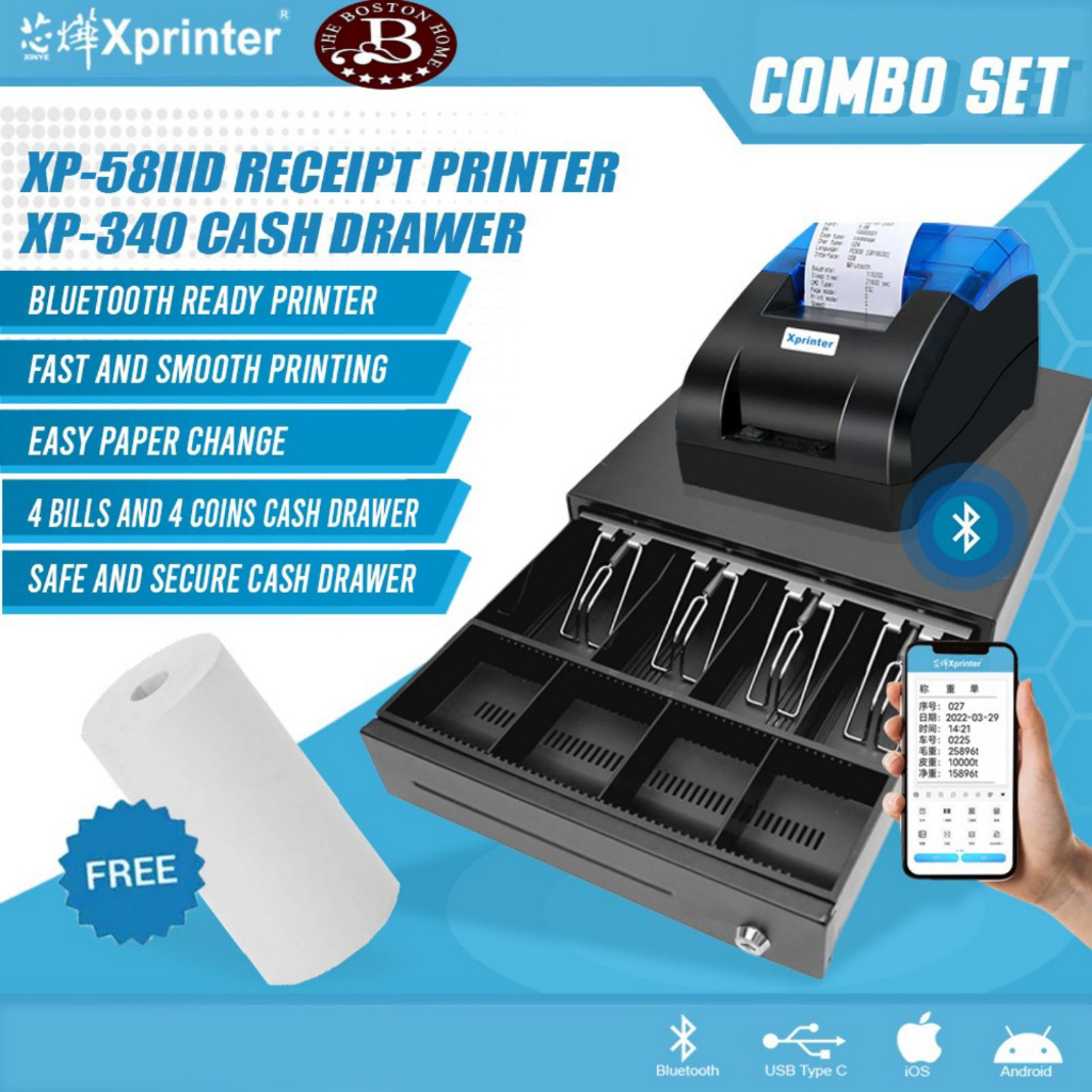 Combo Set Thermal Cash Receipt POS Mini Printer (BLUETOOTH+USB) 58mm ...
