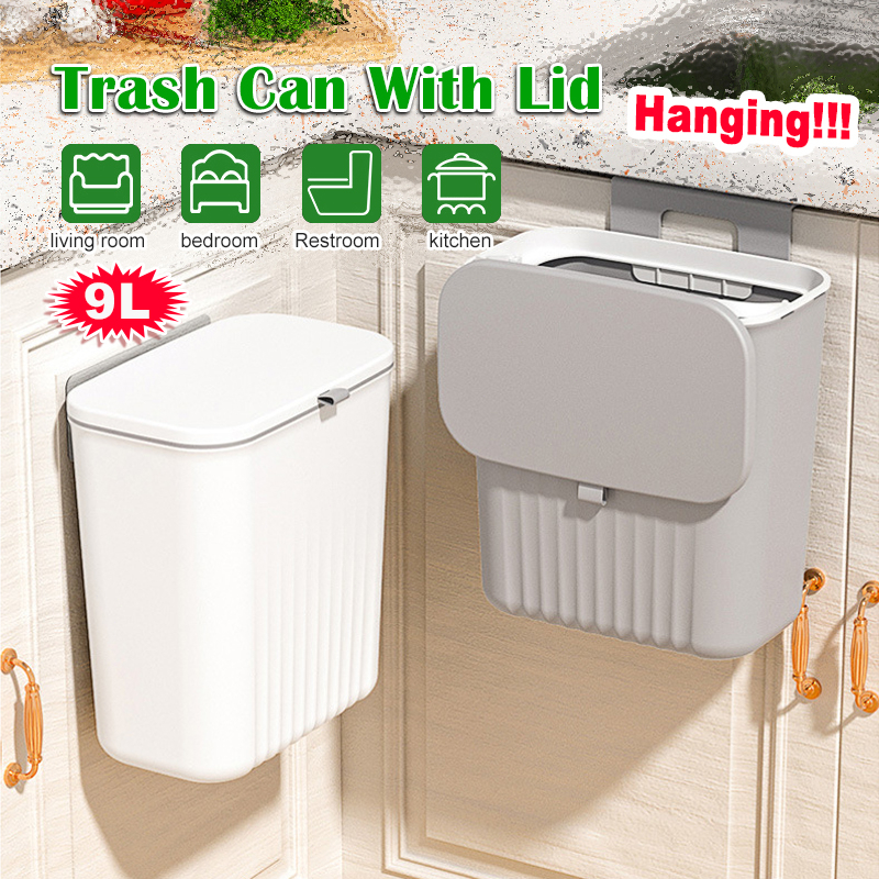 Kitchen Trash Can Hanging Trashcan Slide Garbage Bin Lid Recycling Wall ...
